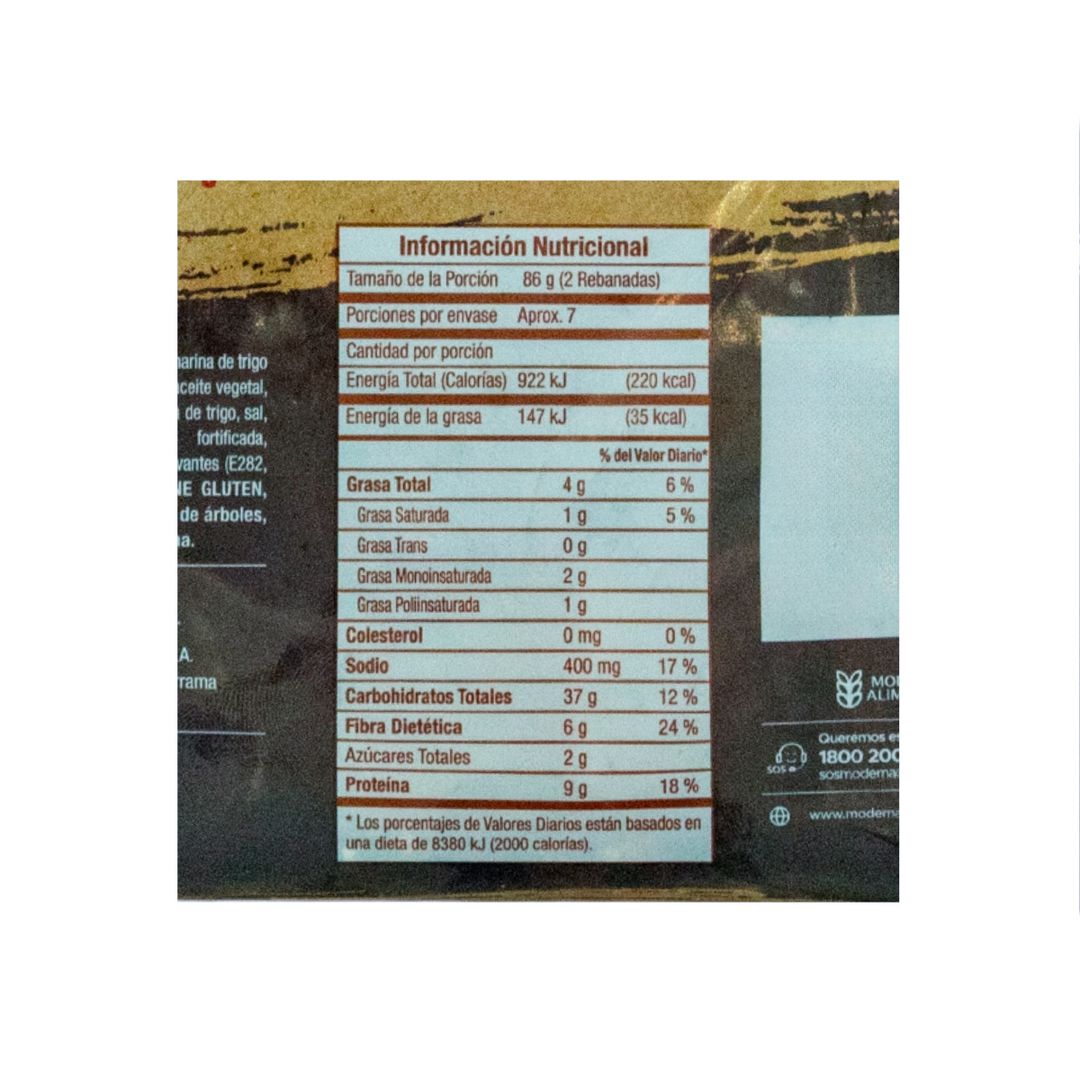 Pan Integral Gourmet Moderna Centeno Masa Madre 600g - 1006651