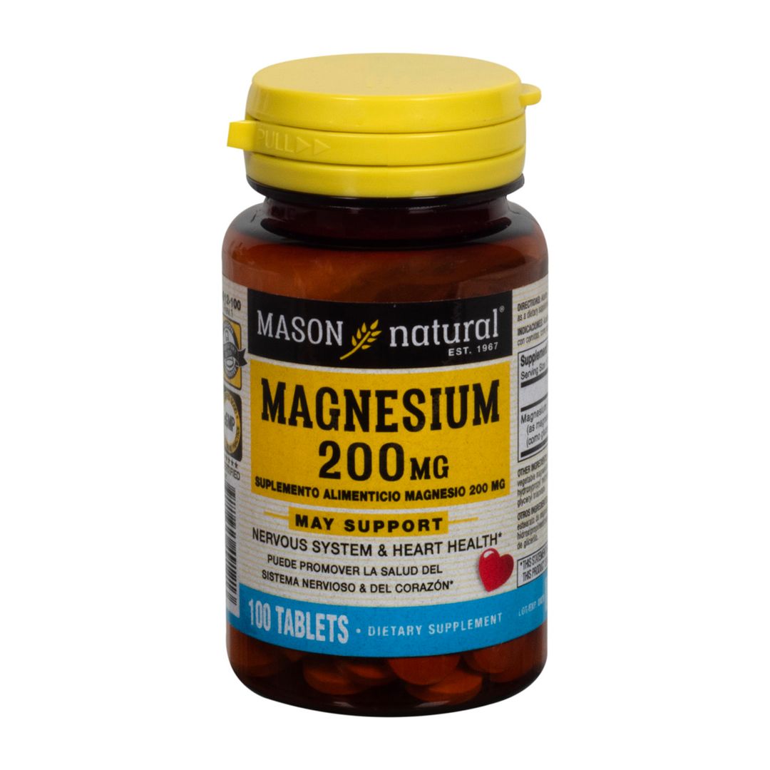 Magnesio 200mg Mason Natural - 100 Tabletas - 1010061