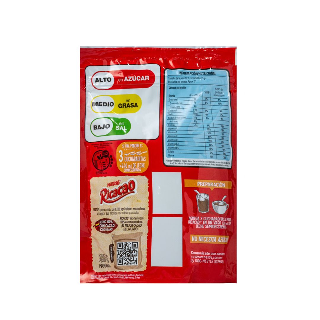 Chocolate en Polvo Ricacao Doypack 400 g - 1018865