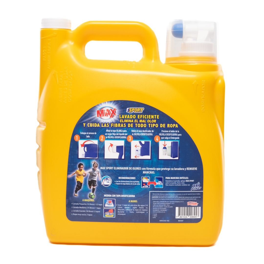 Detergente Líquido Max Sport con Eliminador de Olores 5 L - 1020286
