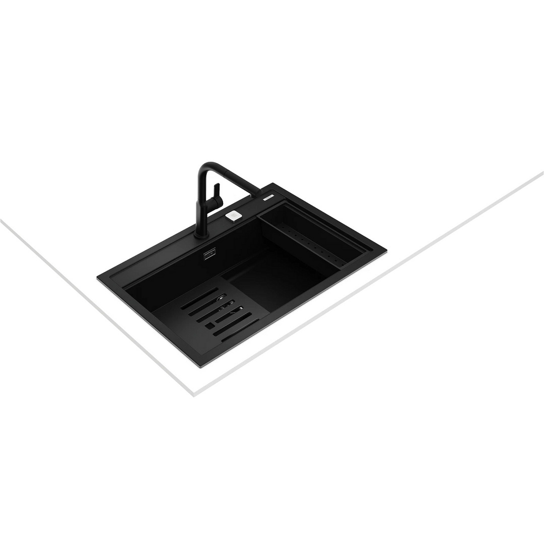 Fregadero de Cocina Teka Serie Nova Tegranite Cubeta XXL Negro 79x21cm ...