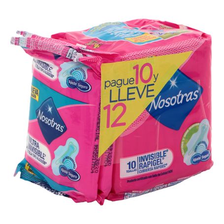 Toallas Sanitarias Nosotras Invisible Rapigel 10 unidades - 898996