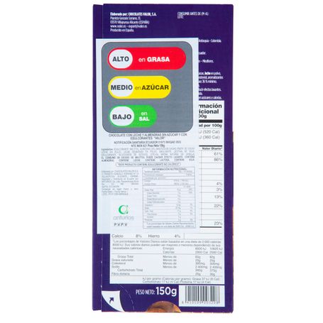 Chocolate Puro Valor 70% con Almendra 150g - 926476